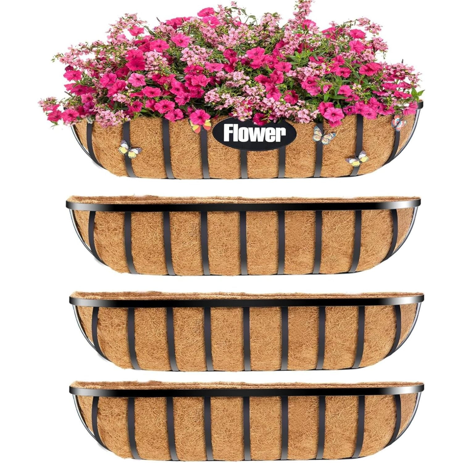 CGRP Flower Boxes for Deck Railings 24inch 4packs, Deck Railing Planter ...