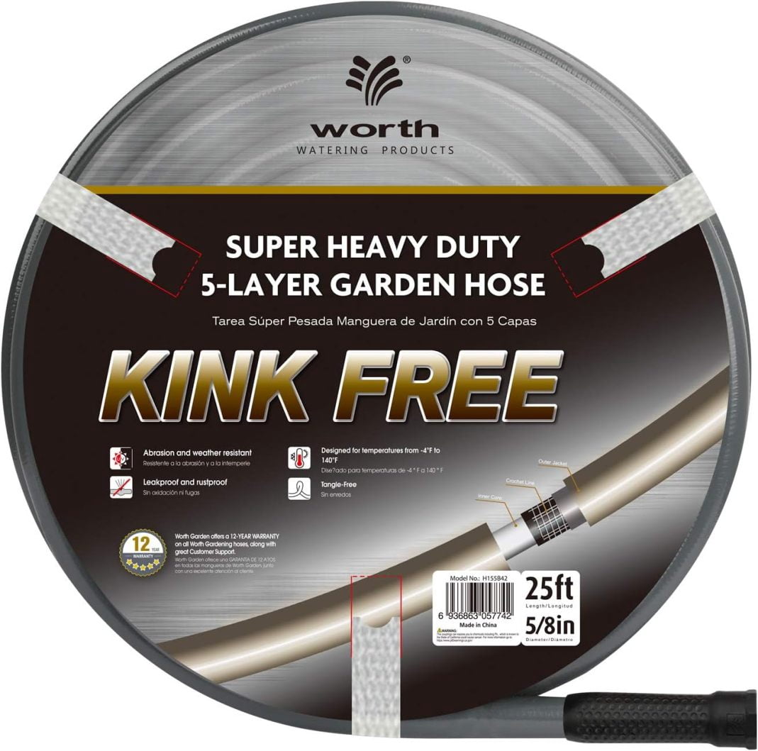 CGRP Lead-in Gray Garden Hose 5/8 in. x 25 ft. -Kink Free, No Leaking ...