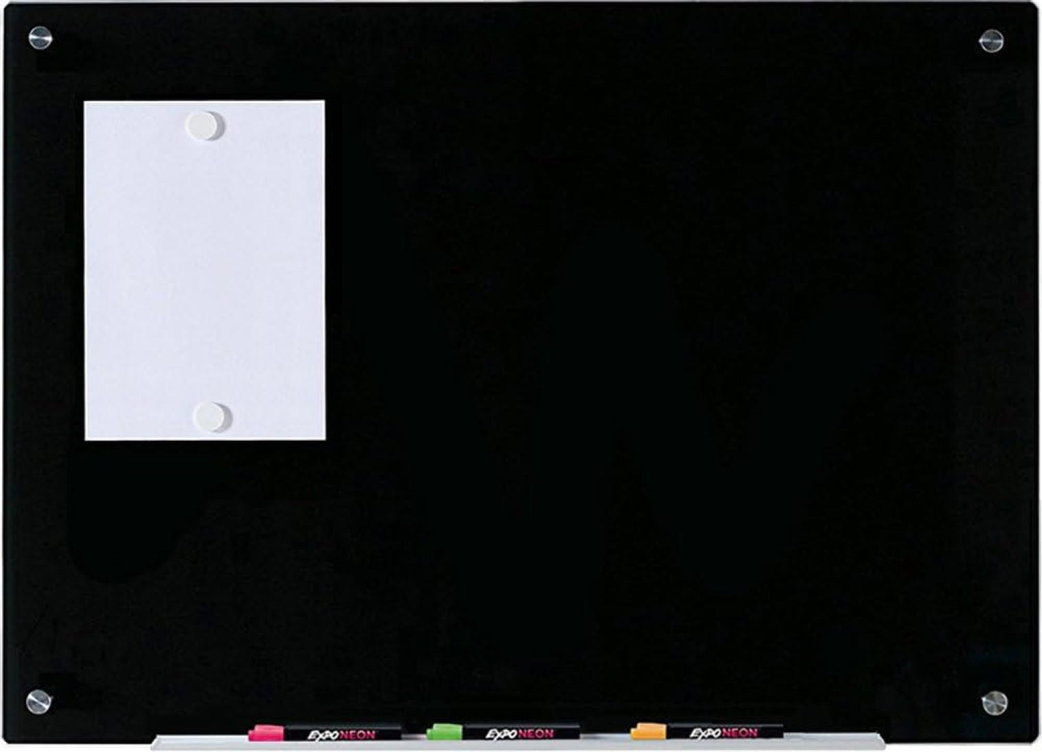 CGRP Magnetic Black Glass Dry-Erase Board Set - 3' x 2' - Includes ...