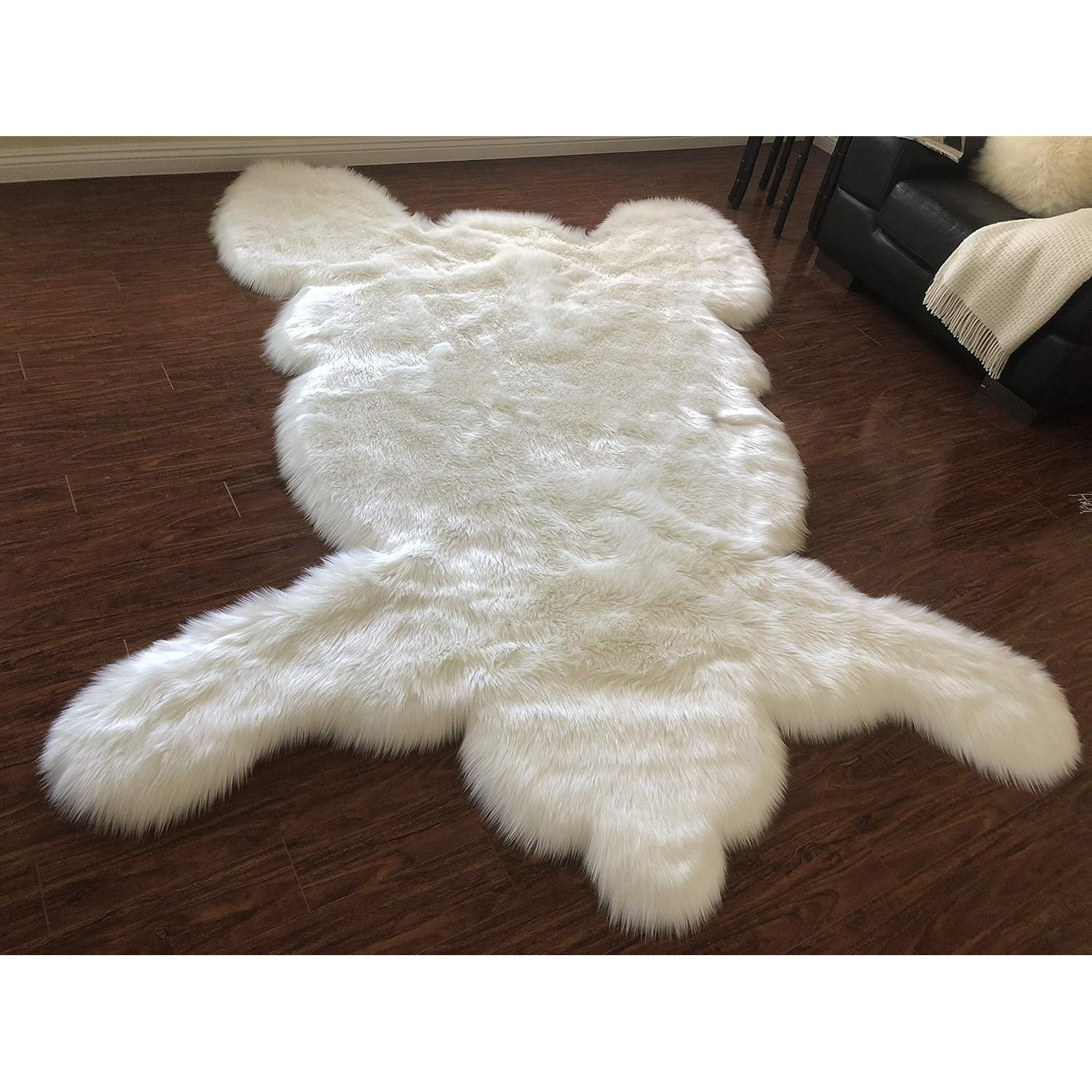 CGRP Super Soft Faux Bear Skin Silky Shag Area Rug (White, 3'x5 ...