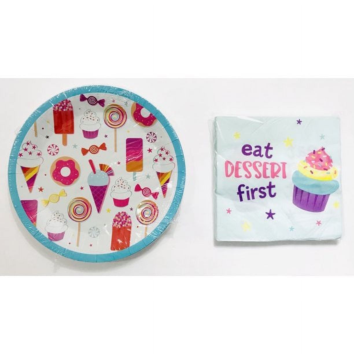 CGT Eat Dessert First Birthday Paper Plates & Napkins Set Colorful ...