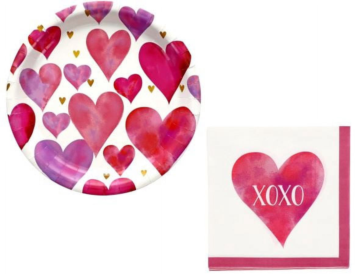 CGT Valentine's Day Paper Plates & Napkins Set XOXO Hearts Disposable ...