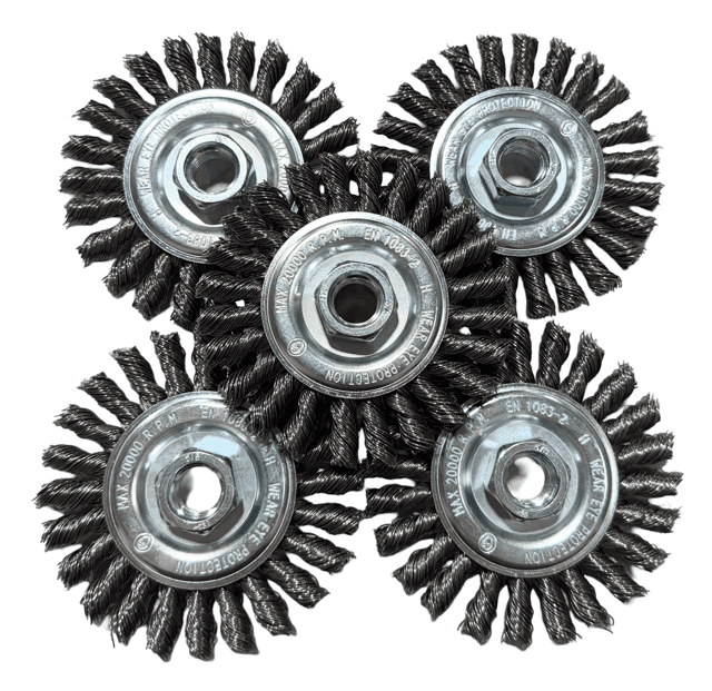 CGW 4" Radial Knot Wire Wheel Brush 5/8-11 AH, .020" Carbon Twist 5 ...