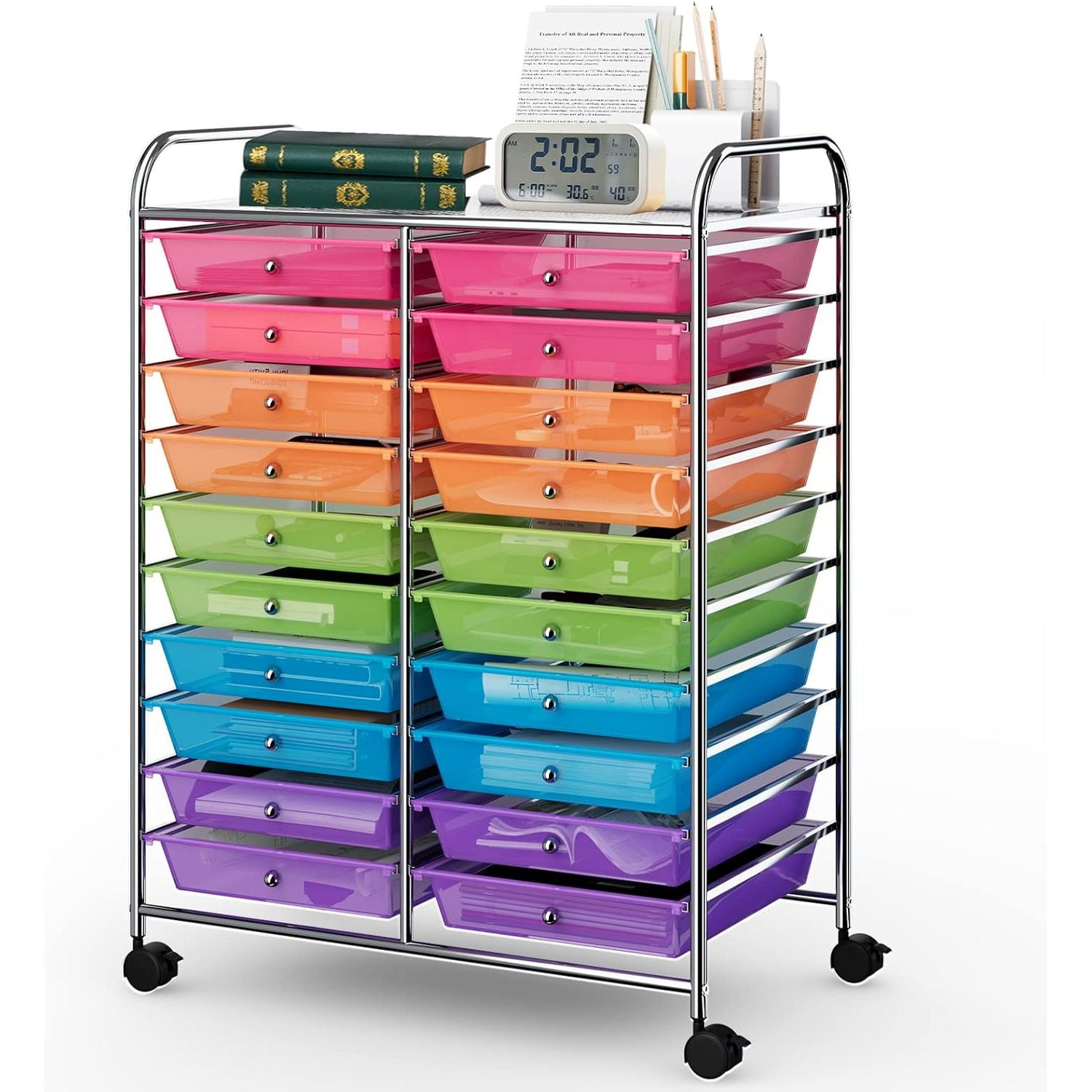 CGXP 20-Drawer Rolling Storage Cart, Utility Storage Organizer Cart for ...