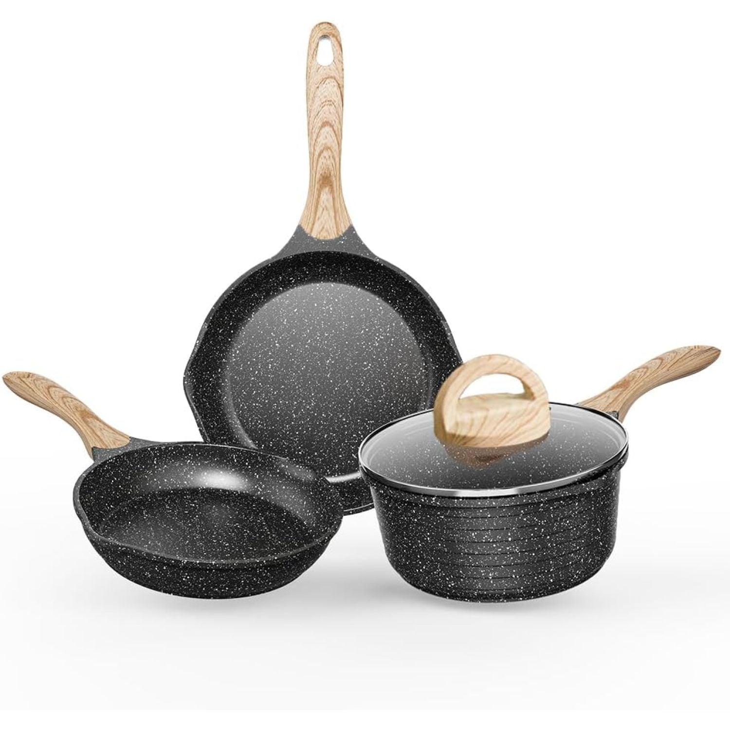 CGXP Pots and Pans Set Nonstick, Granite Cookware Set, 8.5 Inch Frying ...