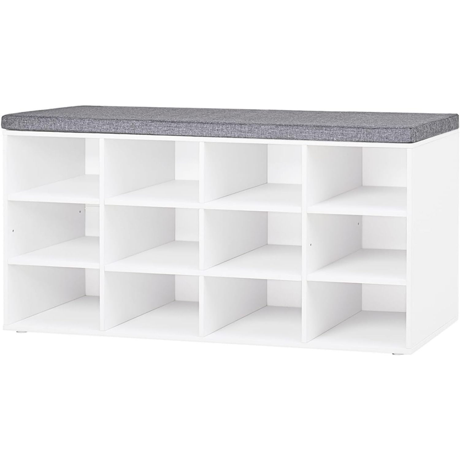 CGXP Shoe Storage Bench with Cushion, Cubby Shoe Rack with 12 Cubbies ...