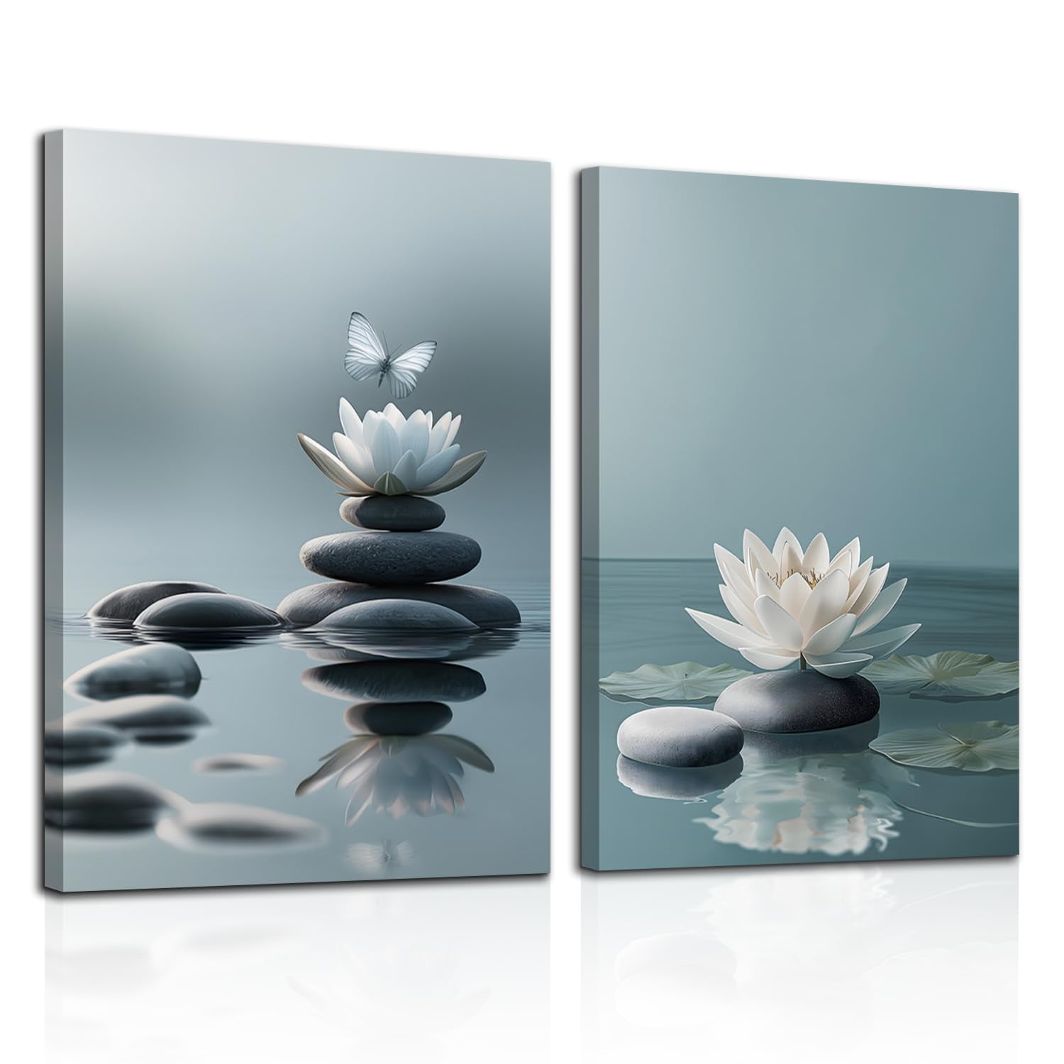 CGXY Zen Stones Spa Wall Art White Lotus Bloom on Stone in Water ...