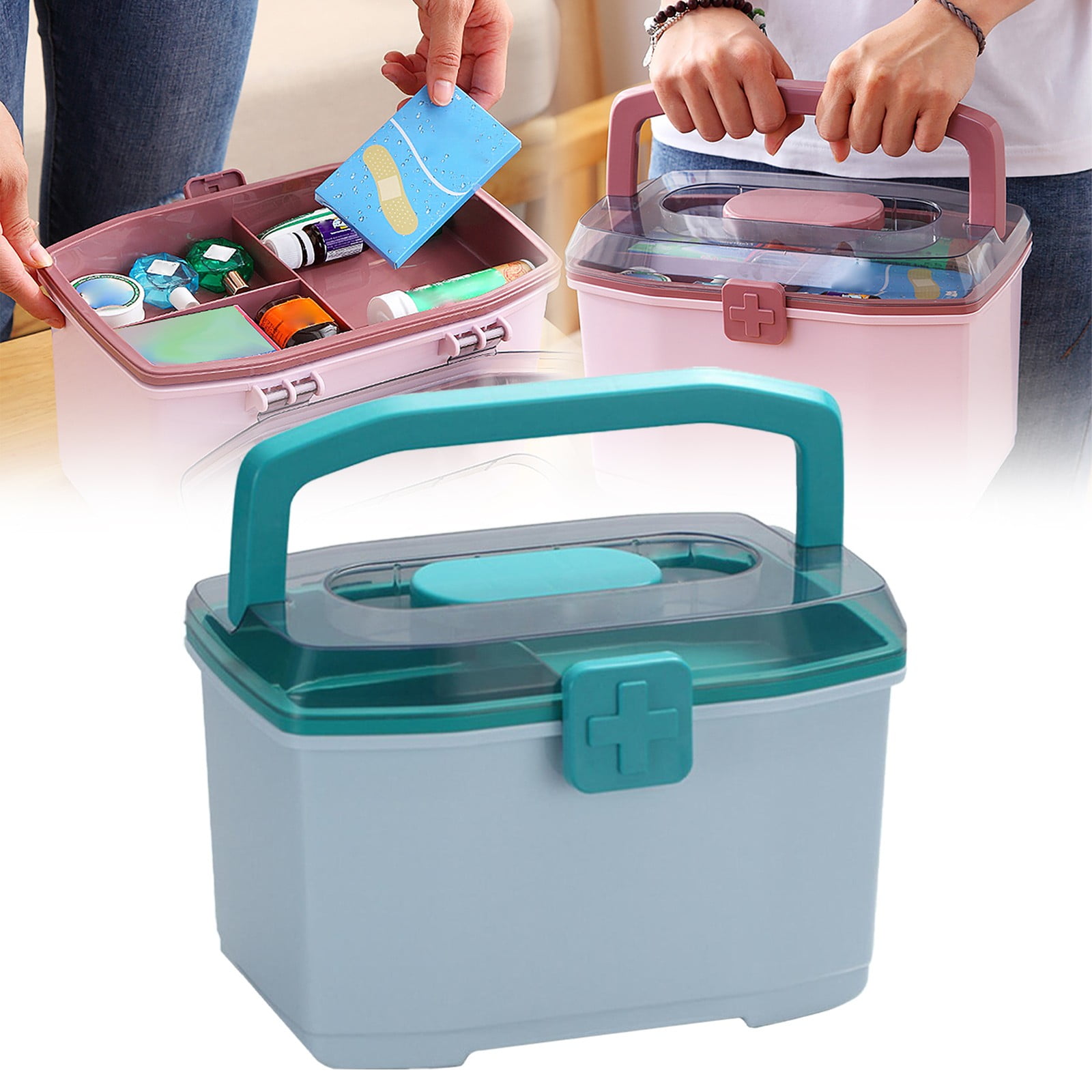 CGZQFEI Blue Modern Medicine Case - Travel & Home Storage Box, Lockable ...