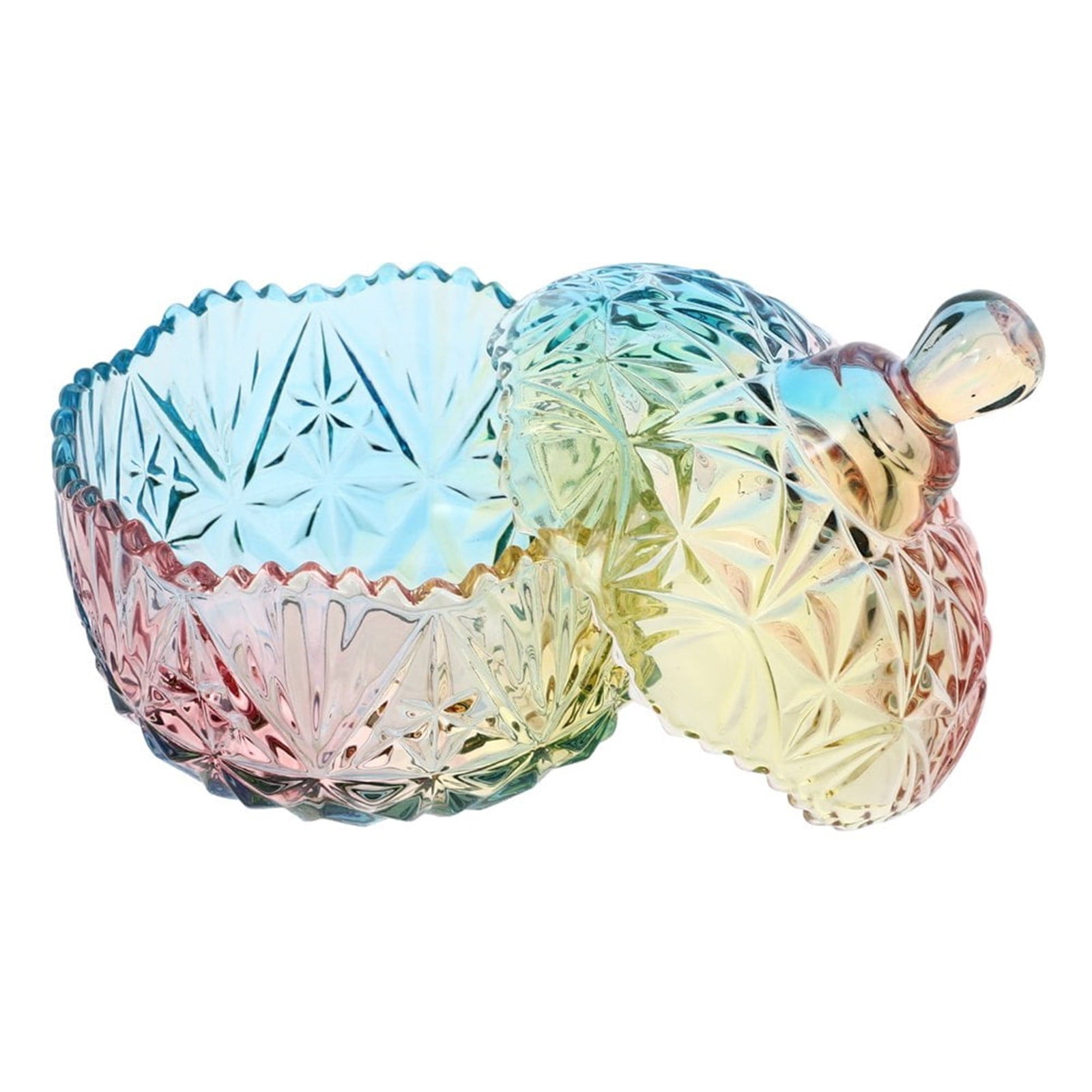 CGZQFEI Danmu Colorful Glass Storage Jar with Lid, Candy & Cookie Jar, Jewelry Box, Buffet ...