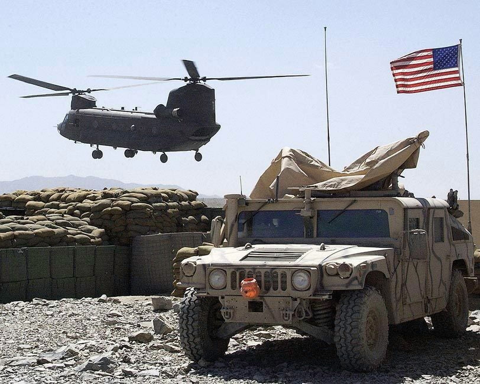 CH-47 Chinook Helicopter & Army Humvee Style -1 - 12x18 Inch Laminated ...