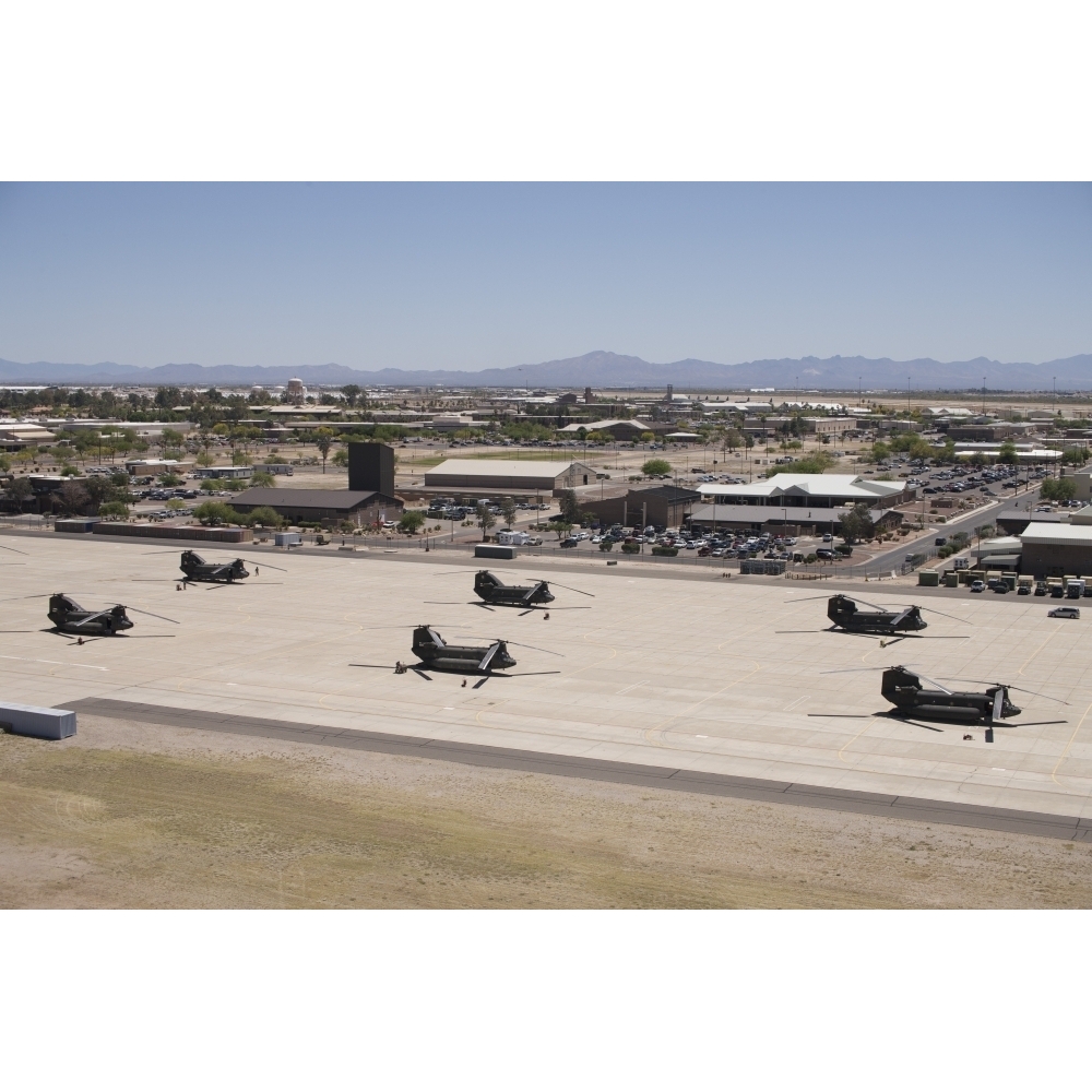CH-47 Chinook helicopters on the flight line at Davis-Monthan Air Base ...