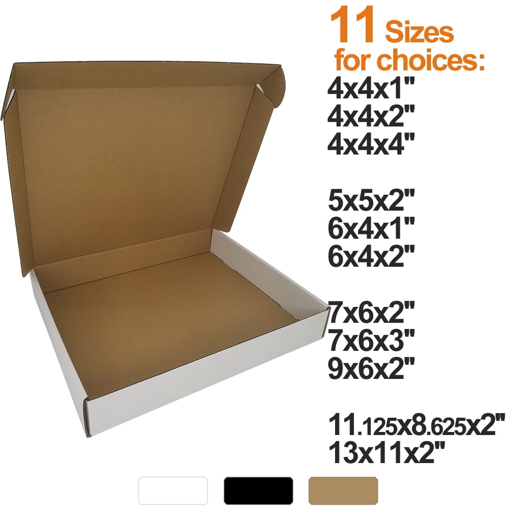CH-BOX 50 Pack 13x11x2'' Small Shipping Boxes, White Corrugated ...