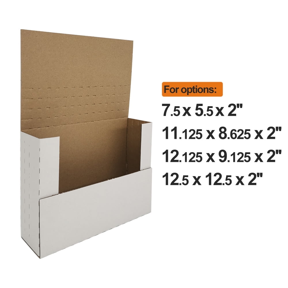CH-BOX 50-Pack, 7.5x5.5x2'' Adjustable Height, White Corrugated Mailers ...