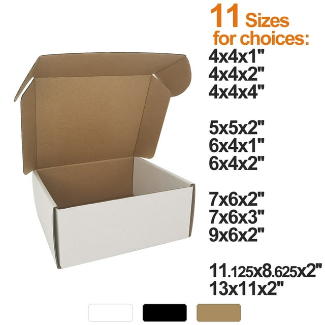 CH-BOX Medium Size 50 Pack 7x6x3'' Easy Fold White Corrugated Mailers ...
