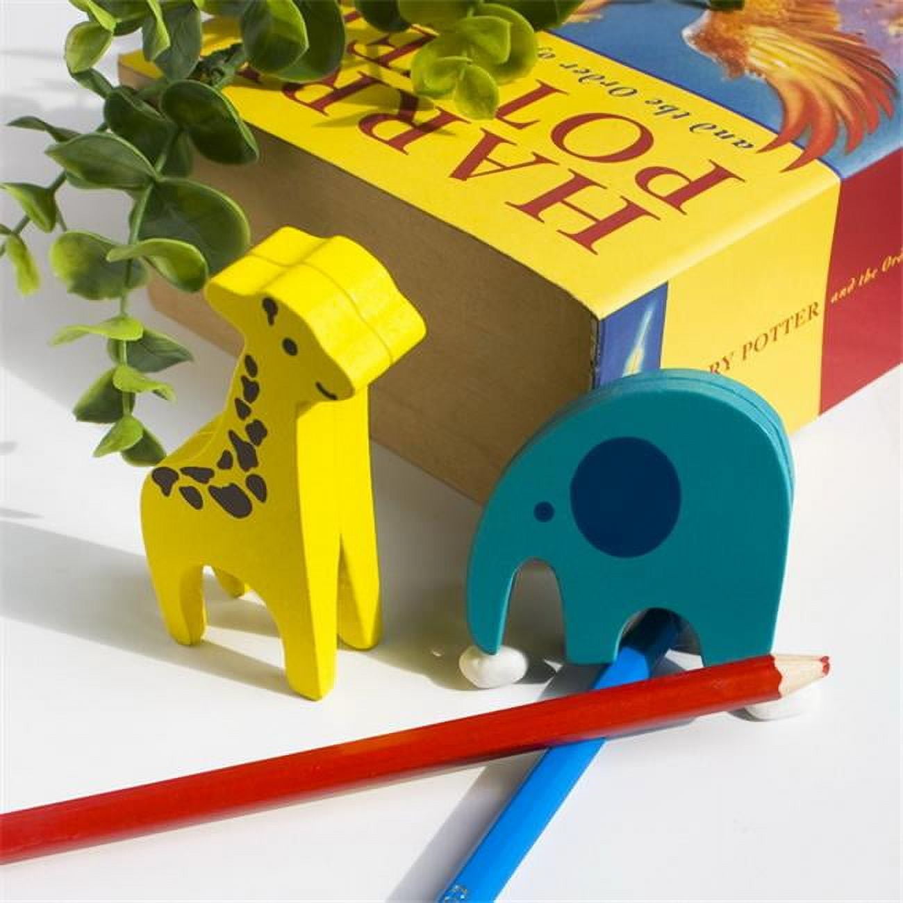 CH004-GE Giraffe and Elephant - Card Holder - Wooden Clips - Wooden ...