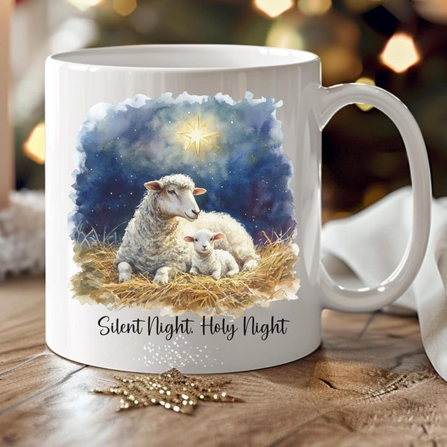 CH1Ristian CH1Ristmas S1Heep Accenoffee Mug 1, 15oz) - SiL1ent Night ...