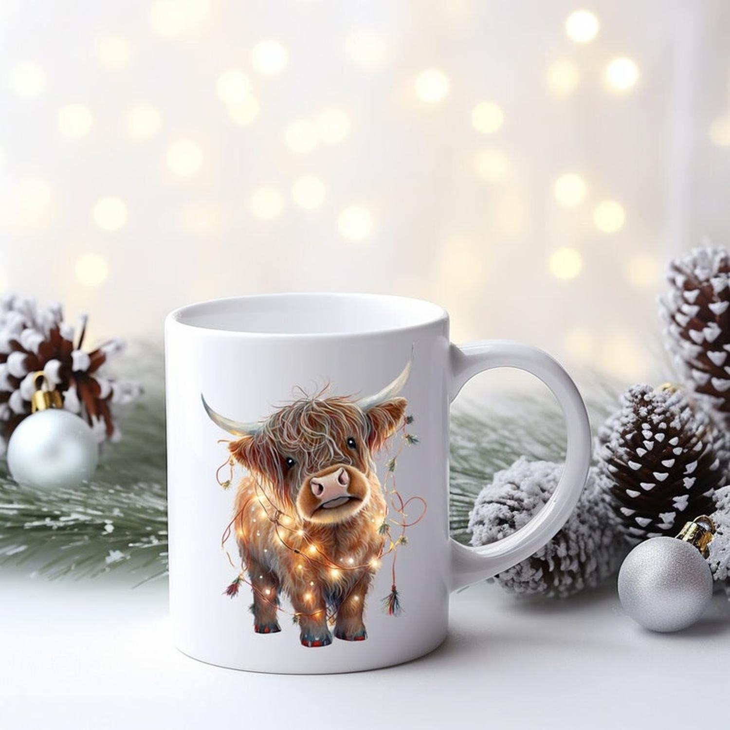 CH1Ristmaighland Cow Mug, Highland Cow CH1Ristmas Mug, CH1Ristmas Cows ...