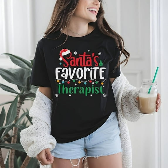 CH1Ristmas S1Hirt, Santa's Favorite Therapist T-S1Hirt, Funny Counselor ...