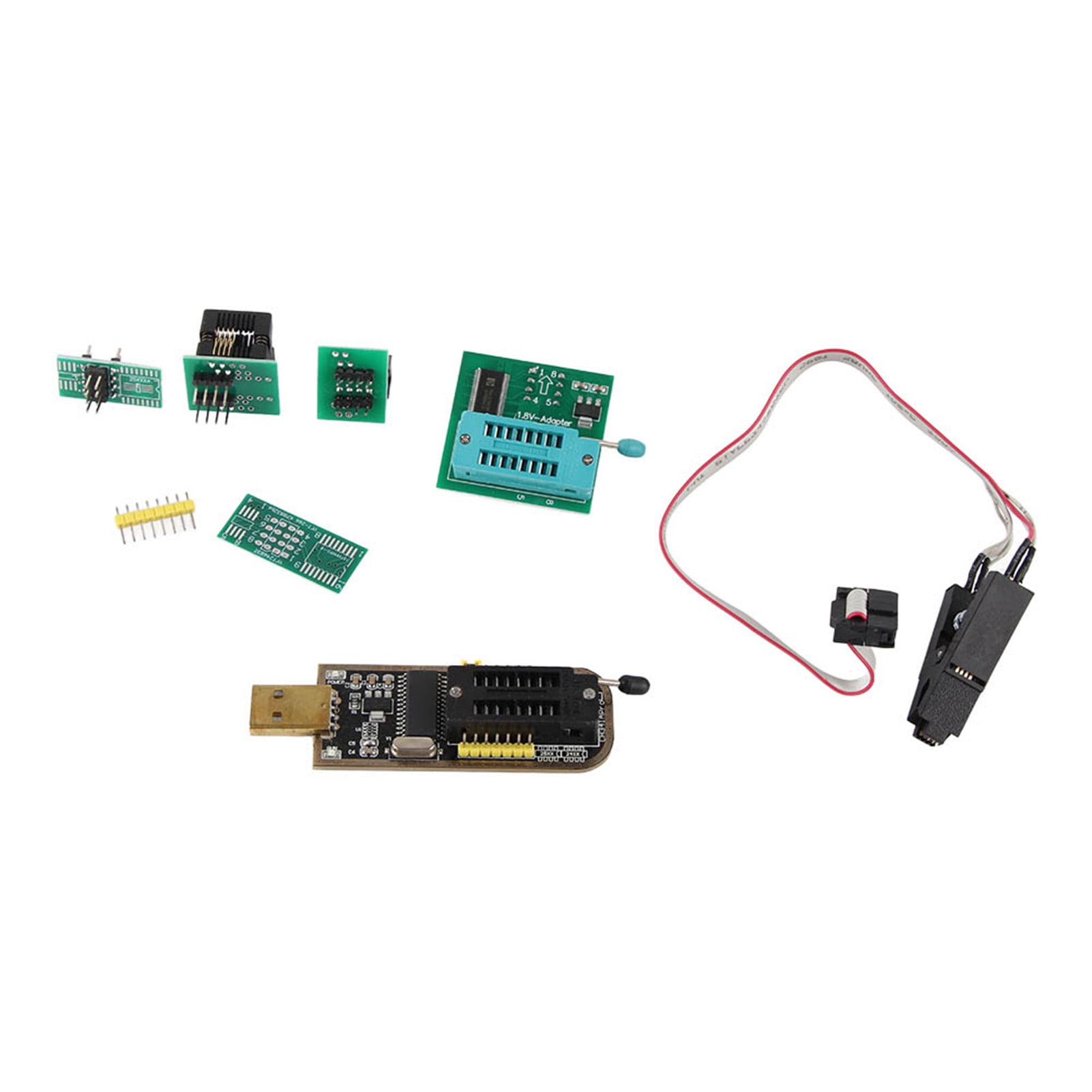 CH341A USB Programmer Kit With SOP8 Test Clip & 1.8V Adapter For DIY ...