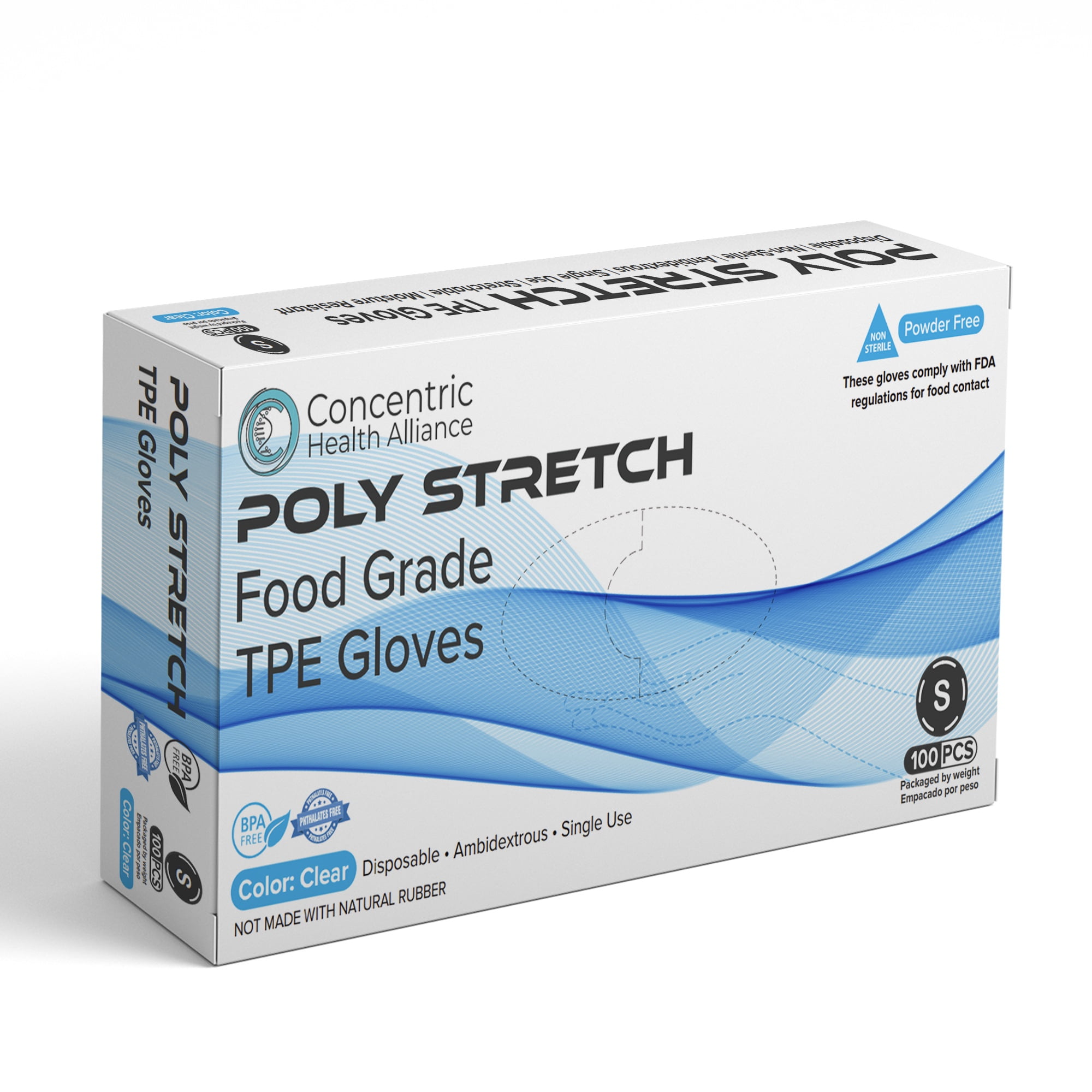 CHA Poly Stretch Food Grade TPE Glove, 2000 count (100 per box x 20 ...