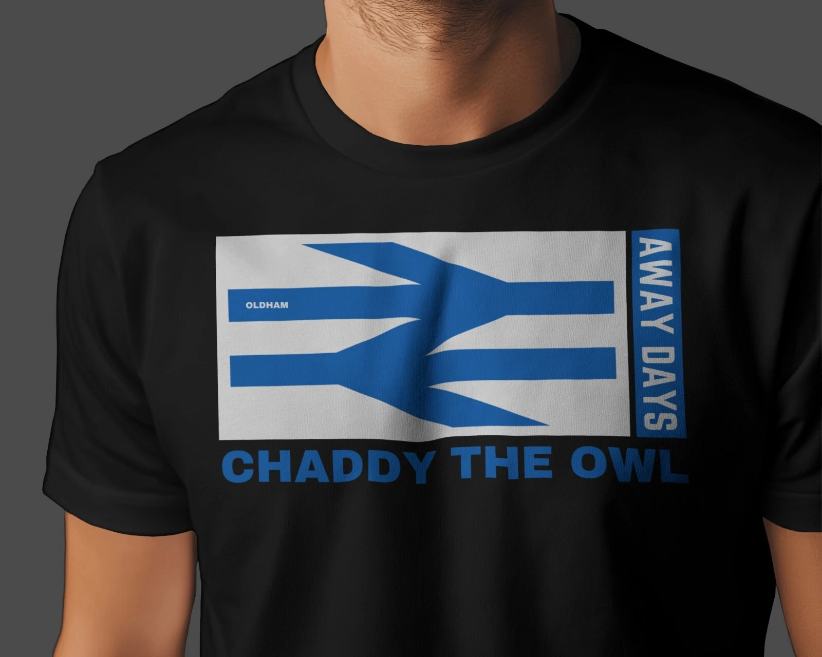 CHADDY THE OWL Away Days T-Shirt | Oldham Mascot Blues Boundary Park ...