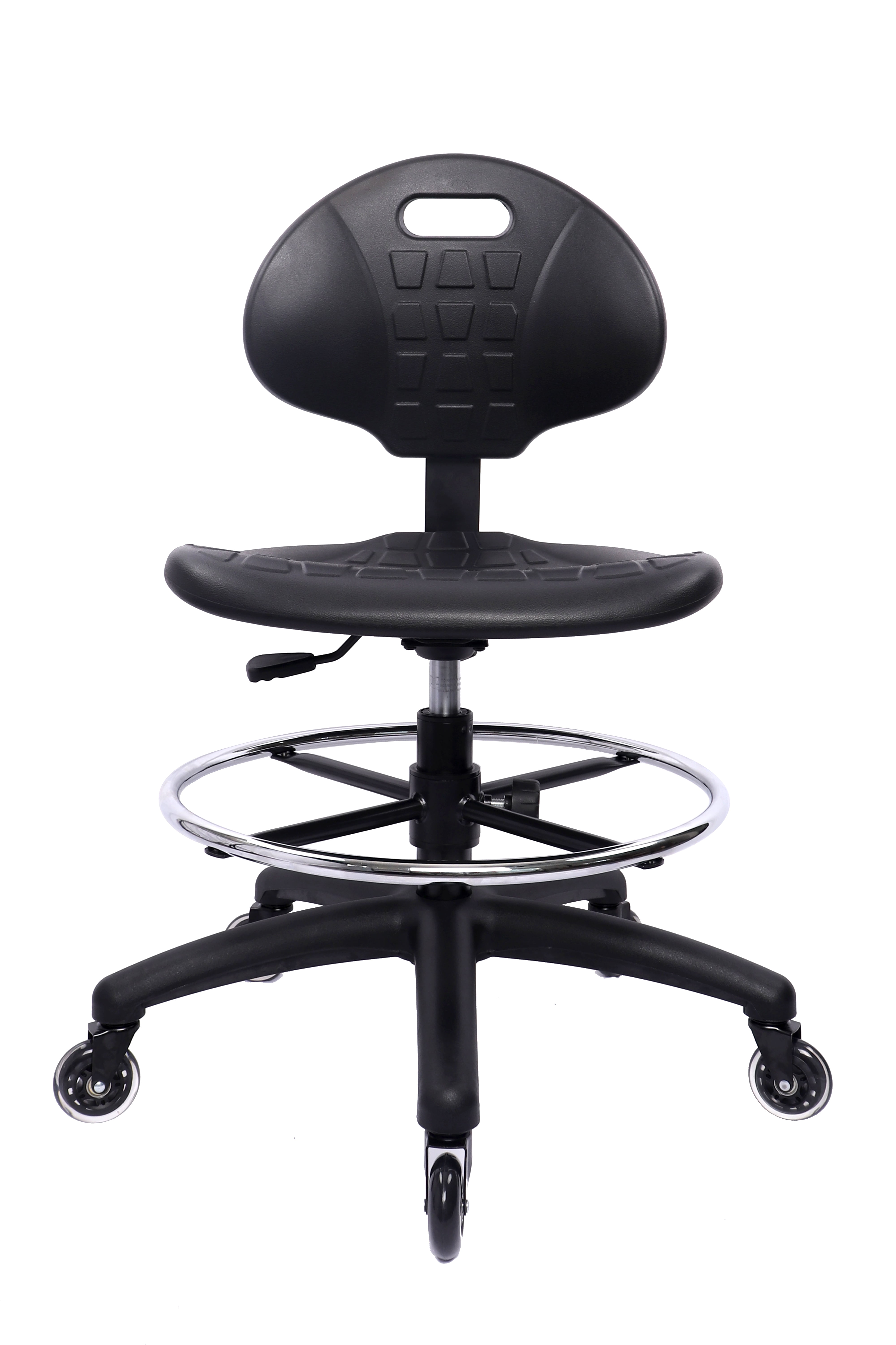 CHAIR MASTER-Black Polyurethane Medium Drafting Stool-Seat Height 19 ...