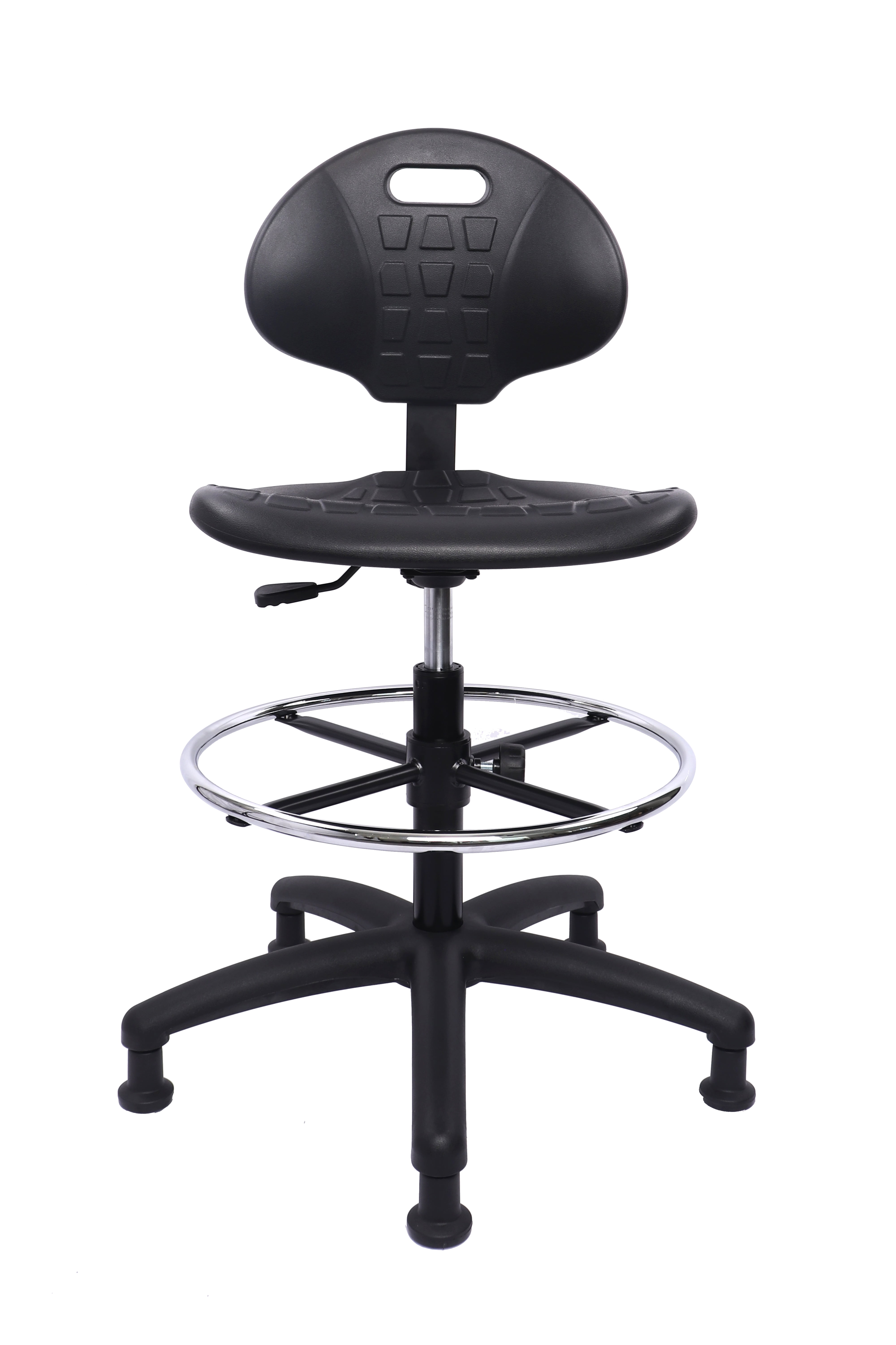 CHAIR MASTER-Black Polyurethane Tall Drafting Stool-Seat Height 23"-33 ...