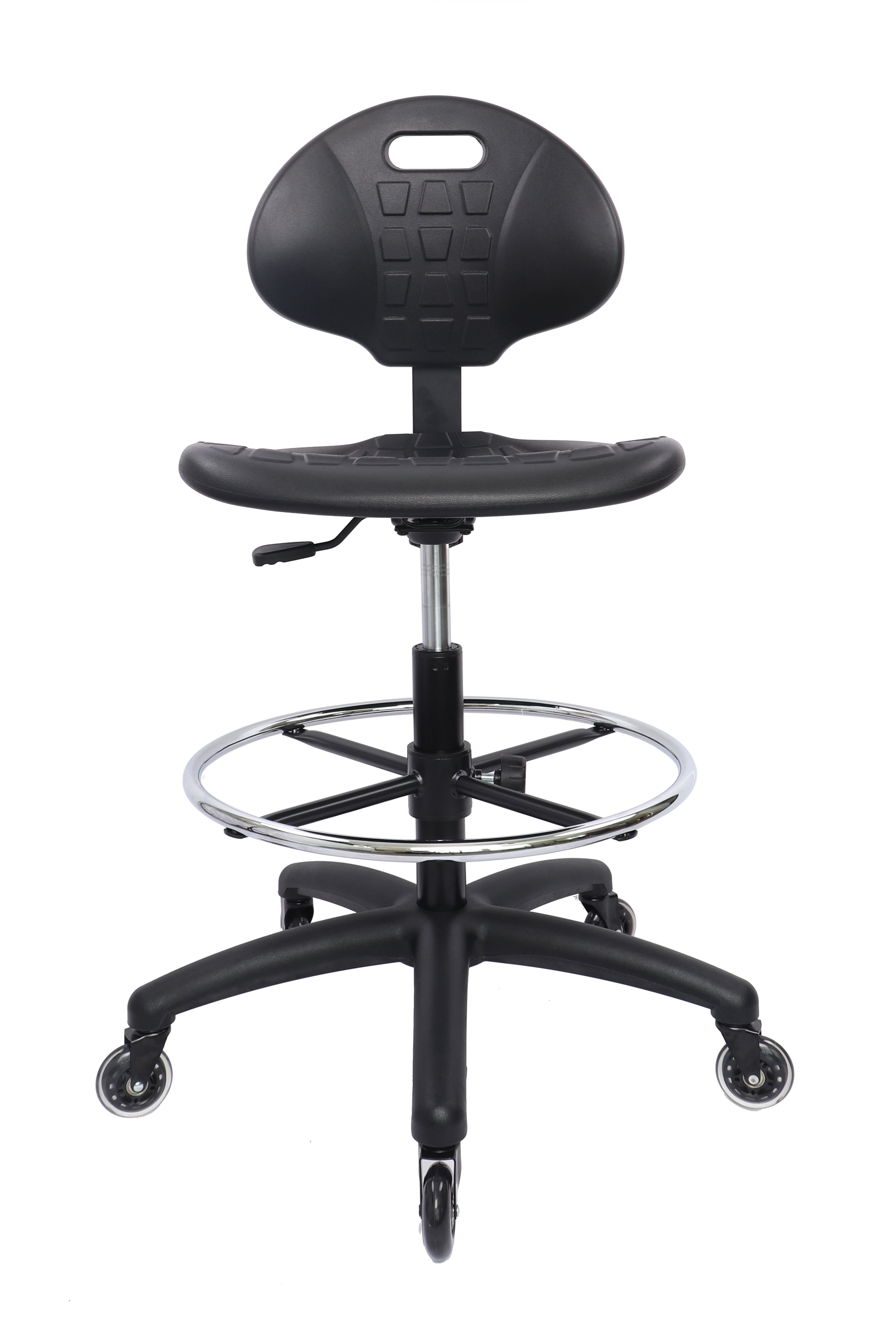 CHAIR MASTER-Black Polyurethane Tall Drafting Stool-Seat Height 24"-34 ...
