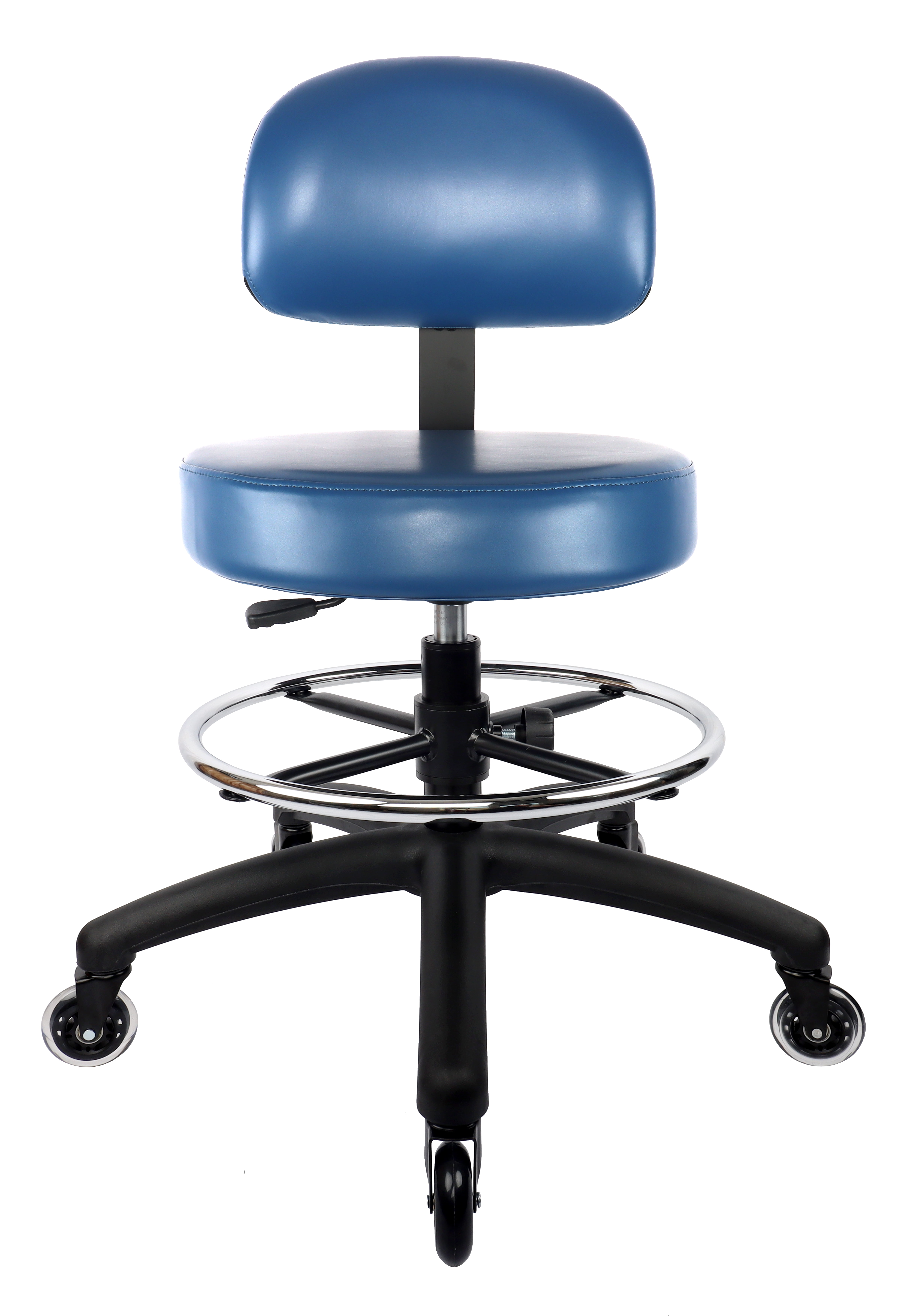 CHAIR MASTER Medium Stool (20"-28" Seat Height) Round Vinyl Stool BLUE ...