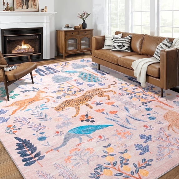 CHAKME 9'x12' Jungle Safari Wild Animal Area Rug Machine Washable Non ...