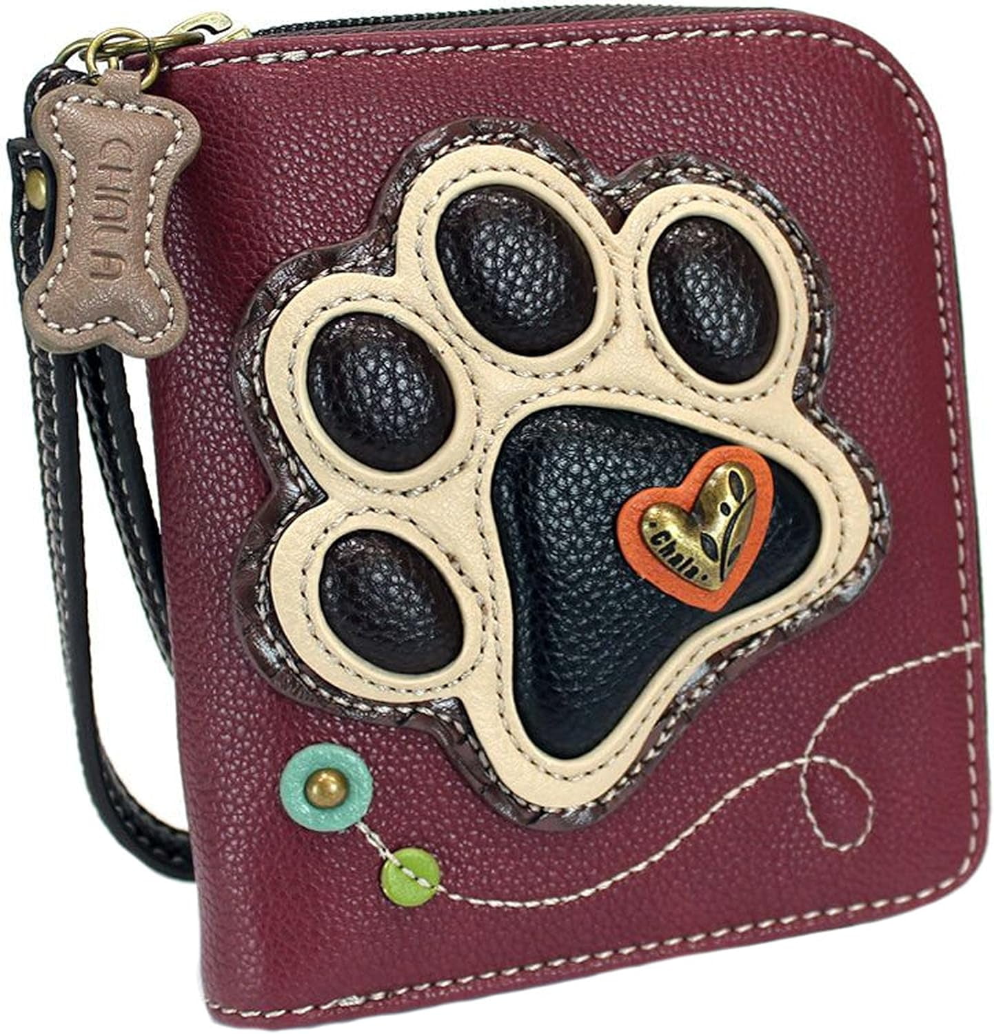 CHALA Ivory Paw Print Zip-Around Wallet, LaserCut Plum Tote- Dog Mom ...