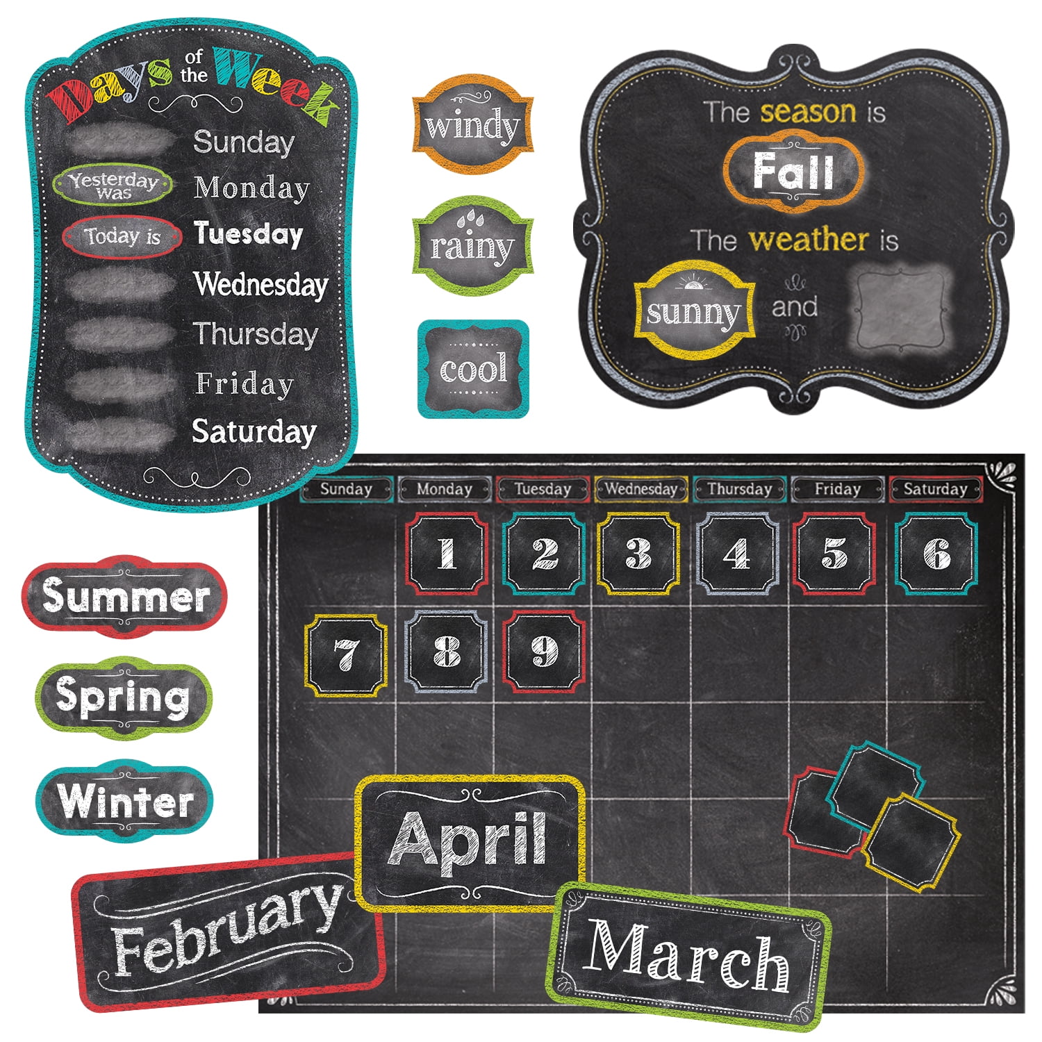 CHALK IT UP! CALENDAR SET BULLETIN BOARD - Walmart.com