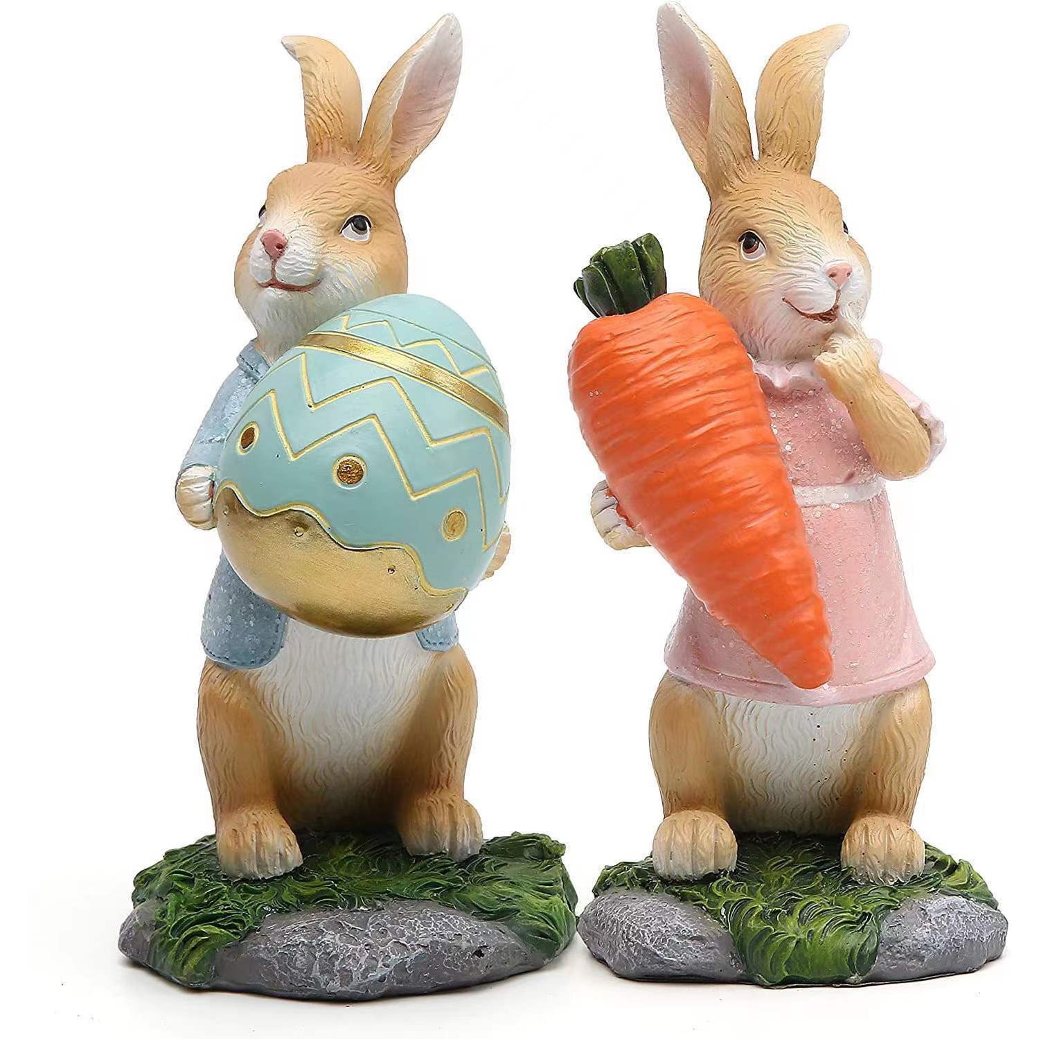 CHALKART Easter Bunny Table Decorations Resin Vintage Rustic Bunnies ...