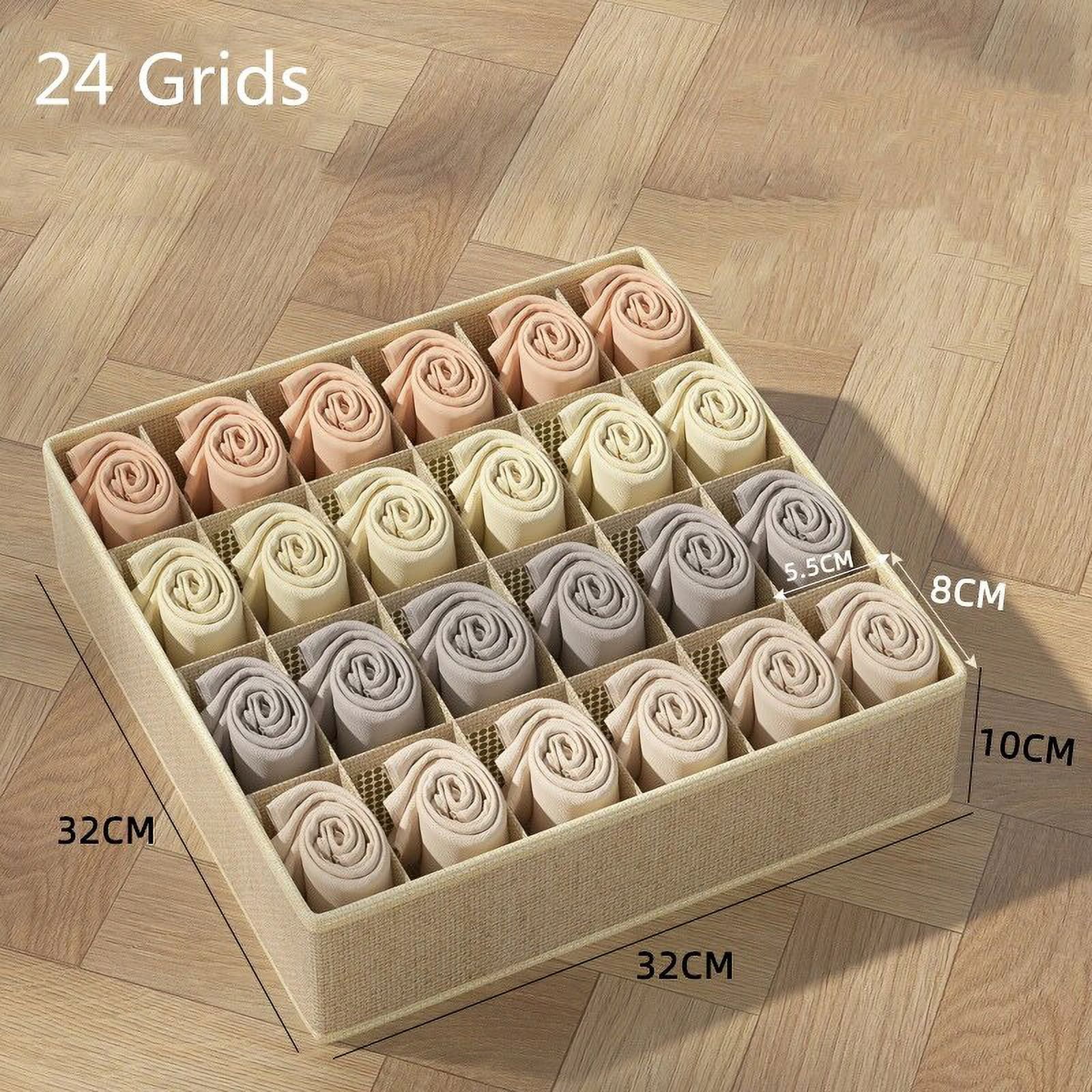 CHALKART Underwear Sock Drawer Organizer, 7/16/24 Cells Foldable Closet ...