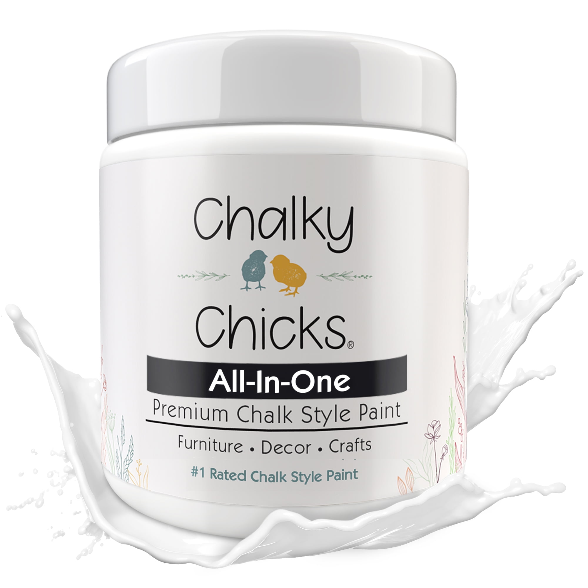 Chalky Chicks 16 Fl Oz Matte Powdered Snow (Pure White) Chalk Paint for ...