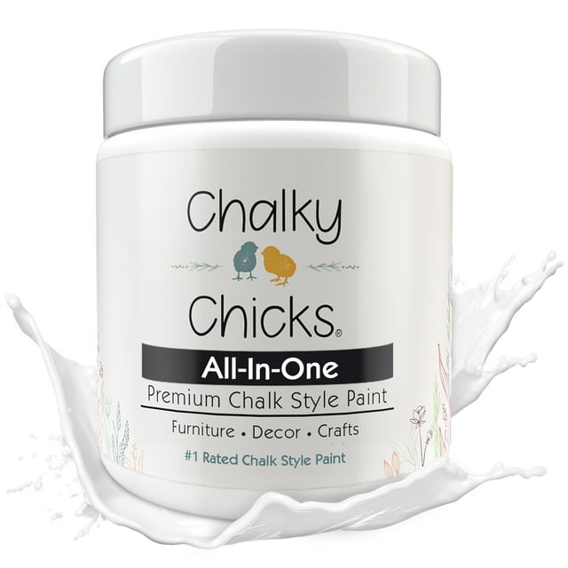 Chalky Chicks 16 Fl Oz Matte Powdered Snow (Pure White) Chalk Paint for ...