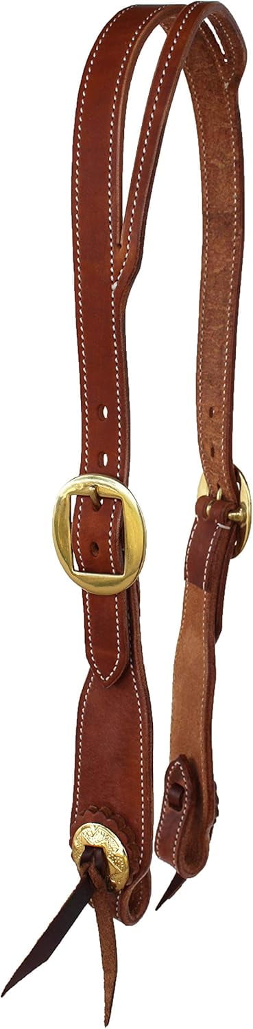 CHALLENGER Horse Tan Leather Adjustable Split Ear Headstall w/Tie Ends ...