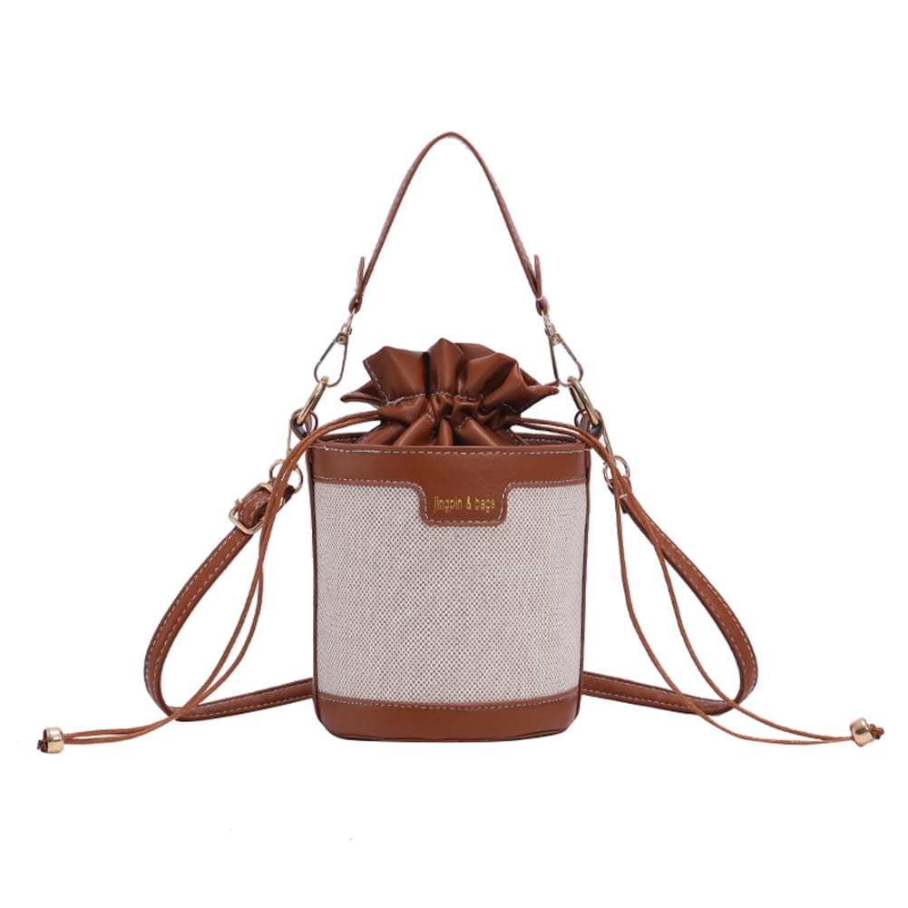 CHAMAIR Women's Vintage PU Leather Cylinder Purse, Mini Drawstring ...