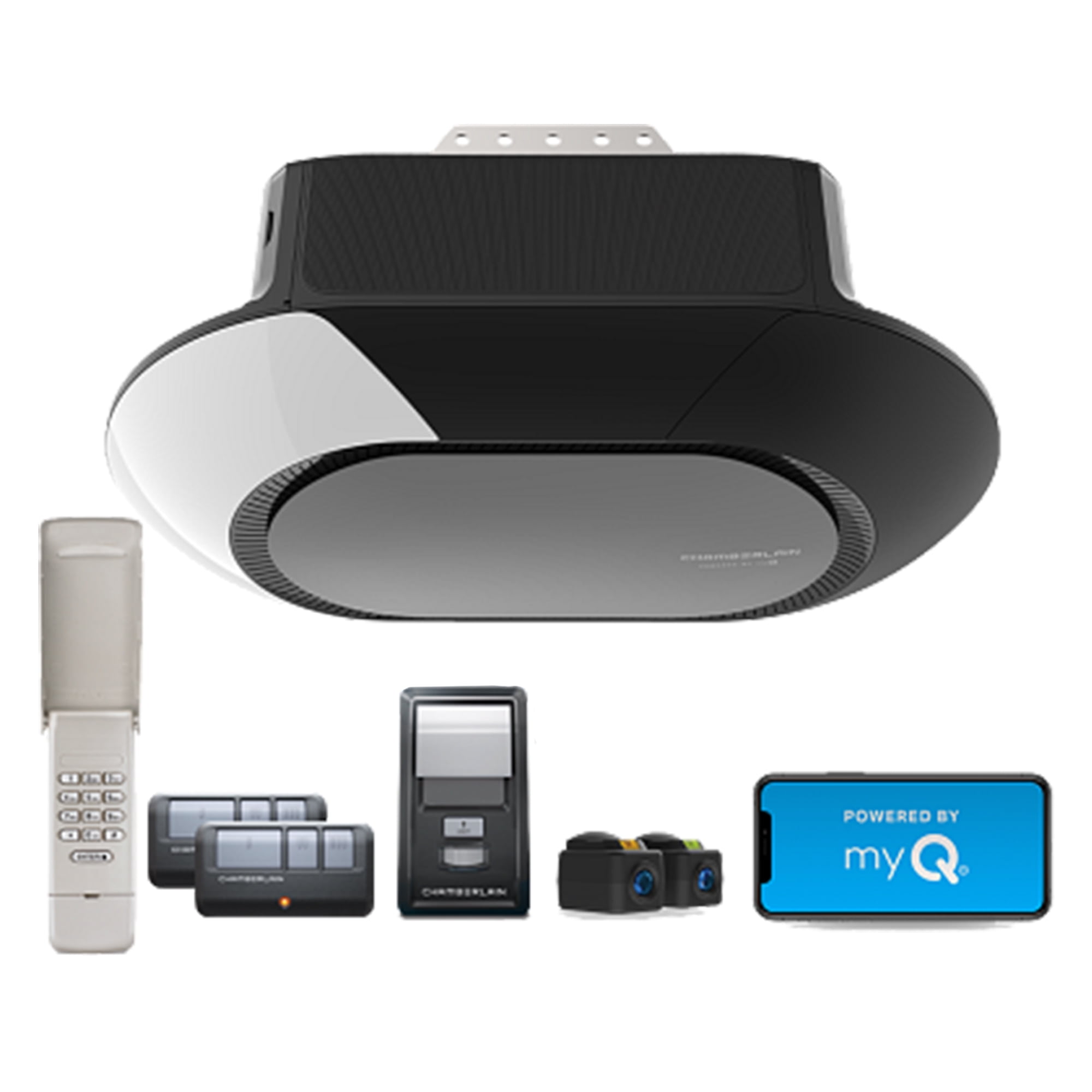 CHAMBERLAIN Secure View Wi-Fi Ultra Quiet Garage Door Opener with Smart ...