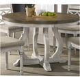 CHAMPFLAG 47 Inch Round Kitchen Table, Walnut Finish with White Base ...
