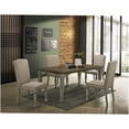 CHAMPFLAG 5-Pc Distressed Wood Dining Table Set with Gray Fabric Chairs ...