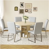 CHAMPFLAG 6-Piece Dining Set, Round Table with Storage Shelf and 6 ...