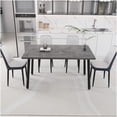 CHAMPFLAG Extendable Dining Table and Chairs Set for 4-6, Grey/White ...