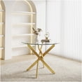 CHAMPFLAG Gold Leg Glass Round Dining Table, 35.5 Inch Modern Kitchen ...