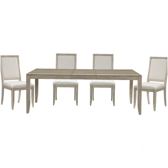 CHAMPFLAG Gray Extendable Dining Table and 4 Chairs Set, 5-Pc ...