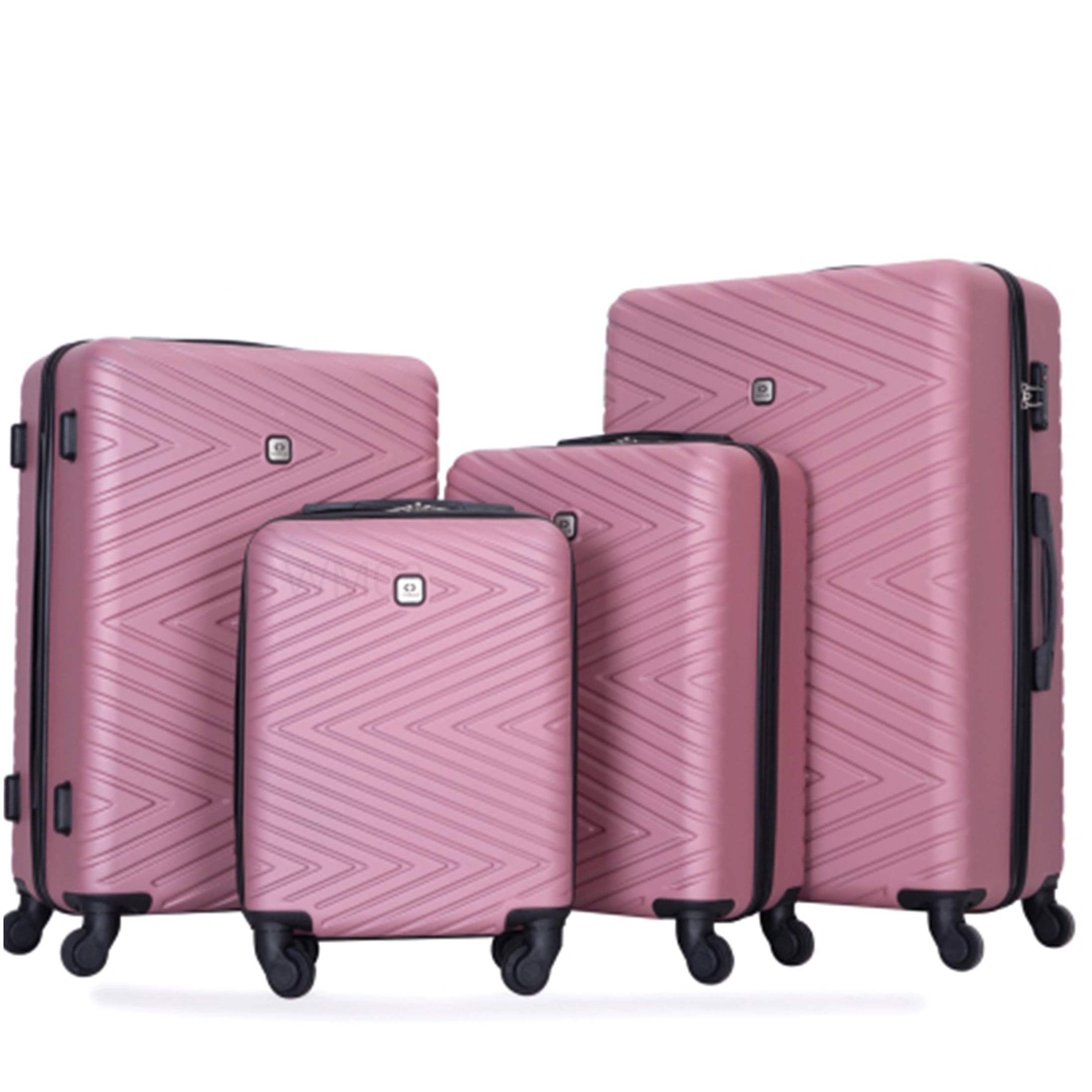 CHAMPFLAG Lightweight Hard Shell Luggage 4-Piece Set Pink, with 360 ...