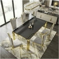 CHAMPFLAG Modern 6-Seater Dining Table, Gold Metal Base and Black ...
