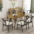 CHAMPFLAG Modern Dining Set for 6, Walnut Rectangular Table with 6 ...