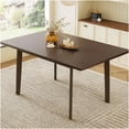 CHAMPFLAG Modern Farmhouse Dining Table 60 Inch, Walnut Brown Kitchen ...