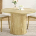 CHAMPFLAG Modern Round Pedestal Dining Table, 43 Inch Natural Wood Top ...